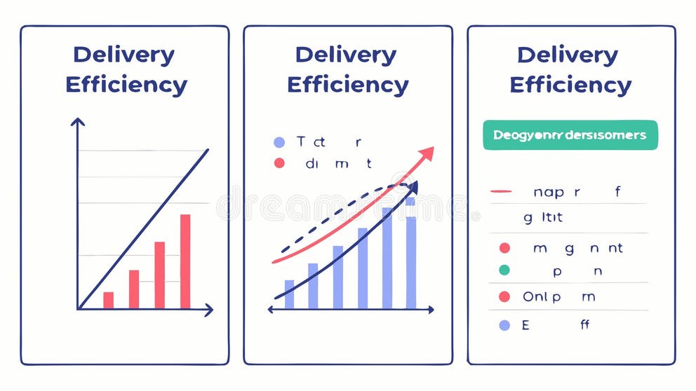Delivery Efficiency Charts, Optimizing Logistics and Speed. Vector ...