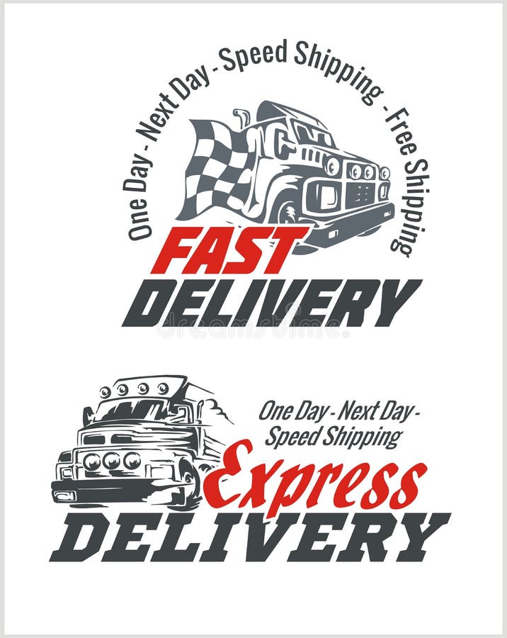 Delivery Elements. Gray and Red Shipping Signs Stock Vector ...