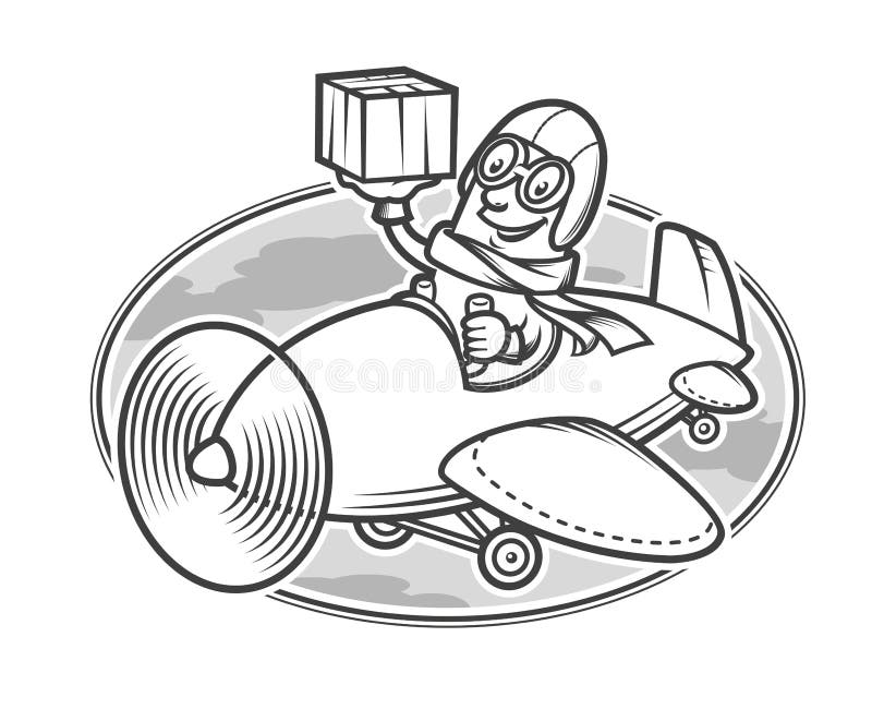 Delivery Emblem with Smiling Pilot Stock Vector - Illustration of ...
