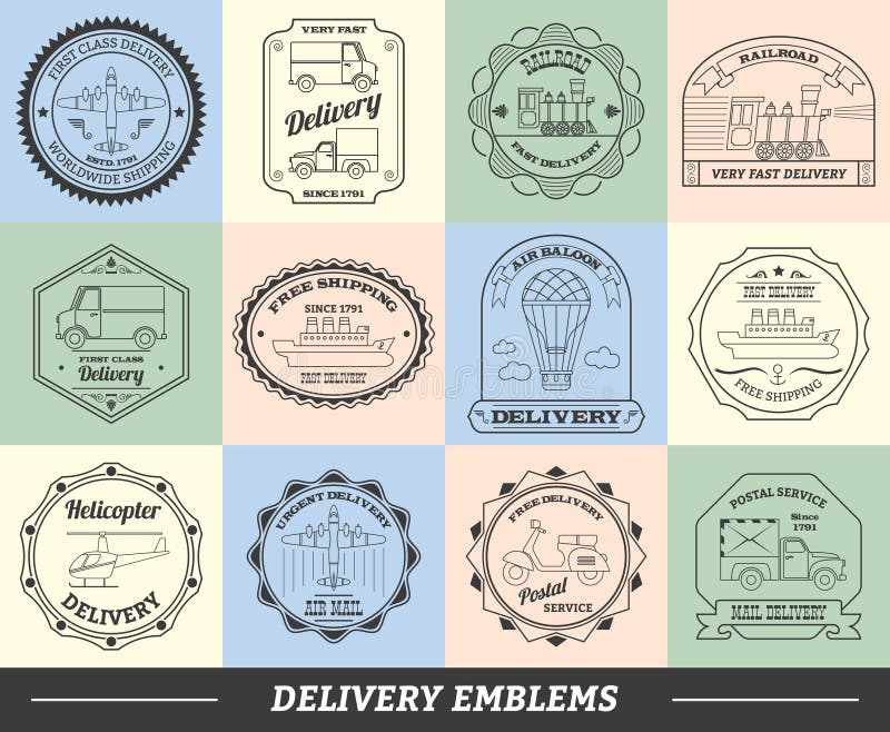 Delivery Emblems Set stock vector. Illustration of ship - 51334672