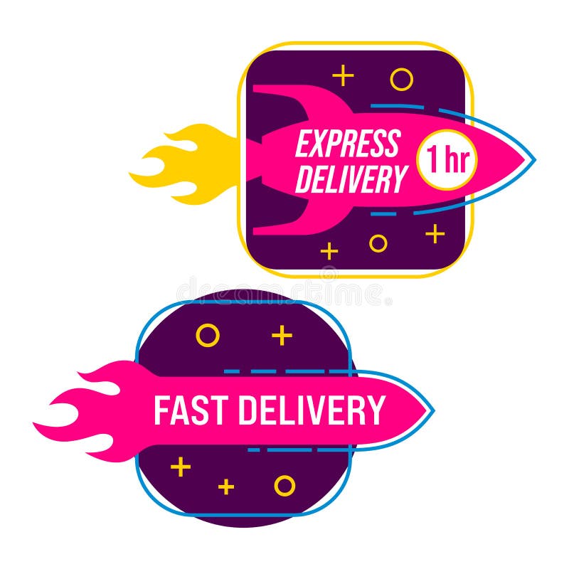 Delivery Emblems Set stock vector. Illustration of advertising - 216305368