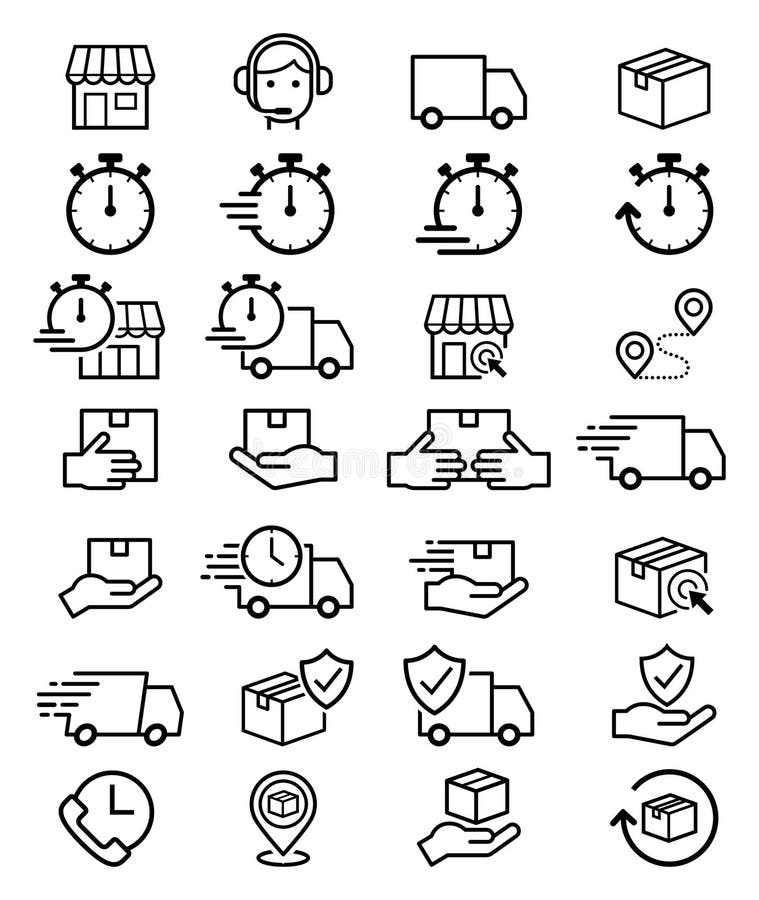 Delivery and Express Shipment Planner. Courier and Shipping Icons ...
