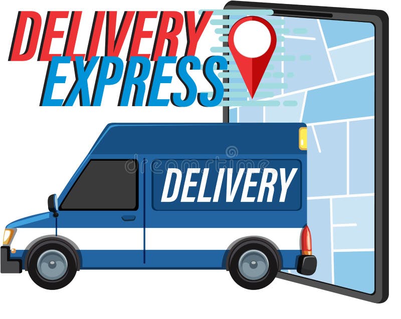 Delivery Express Logo with Location Pin and Panel Van Stock Vector ...