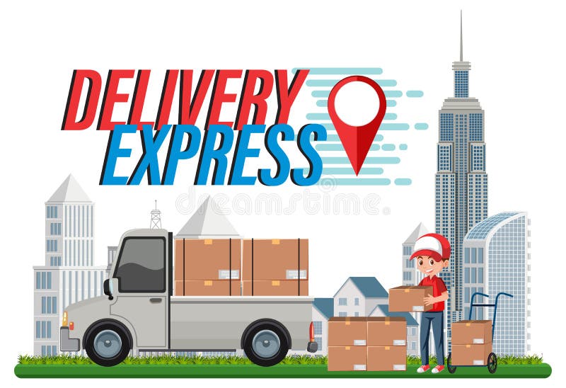Delivery Express Logotype with Delivery Pickup and Courier Stock Vector ...