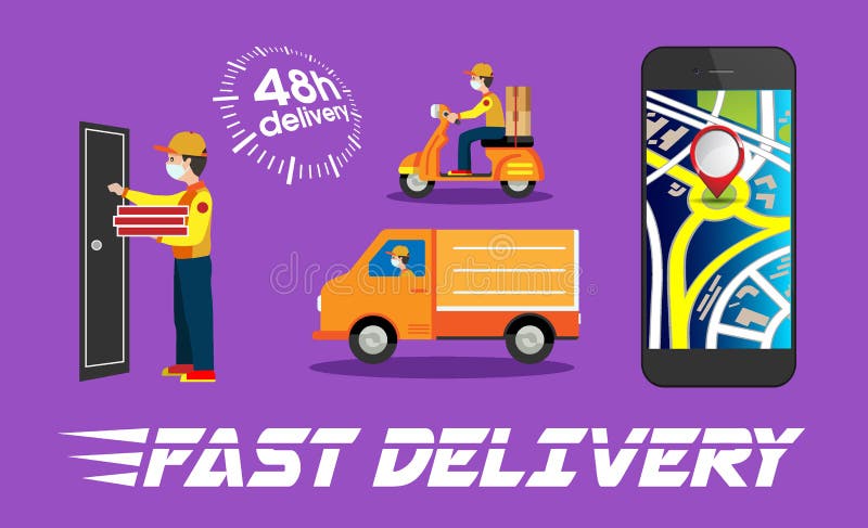 Delivery - Fast Order and 48 Hours 01 Stock Vector - Illustration of ...