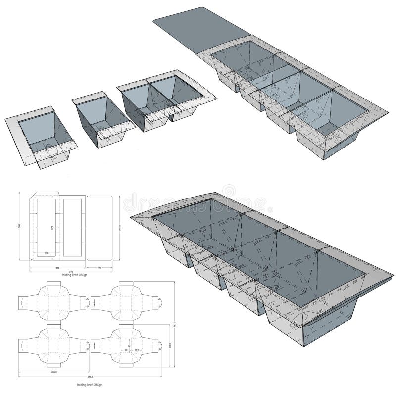 Delivery Food Packaging and Die-cut Pattern Stock Vector - Illustration ...