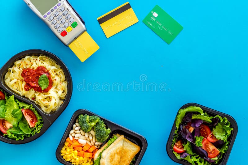 Delivery Food is Paid with Payment Terminal and Credit Card Stock Image ...