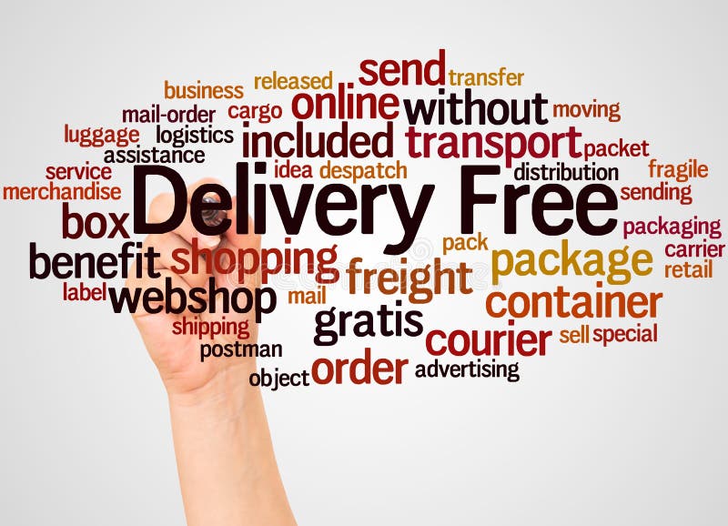 Delivery Free Word Cloud and Hand with Marker Concept Stock ...