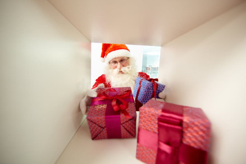 Delivery of gifts stock image. Image of taking, mature - 76985497