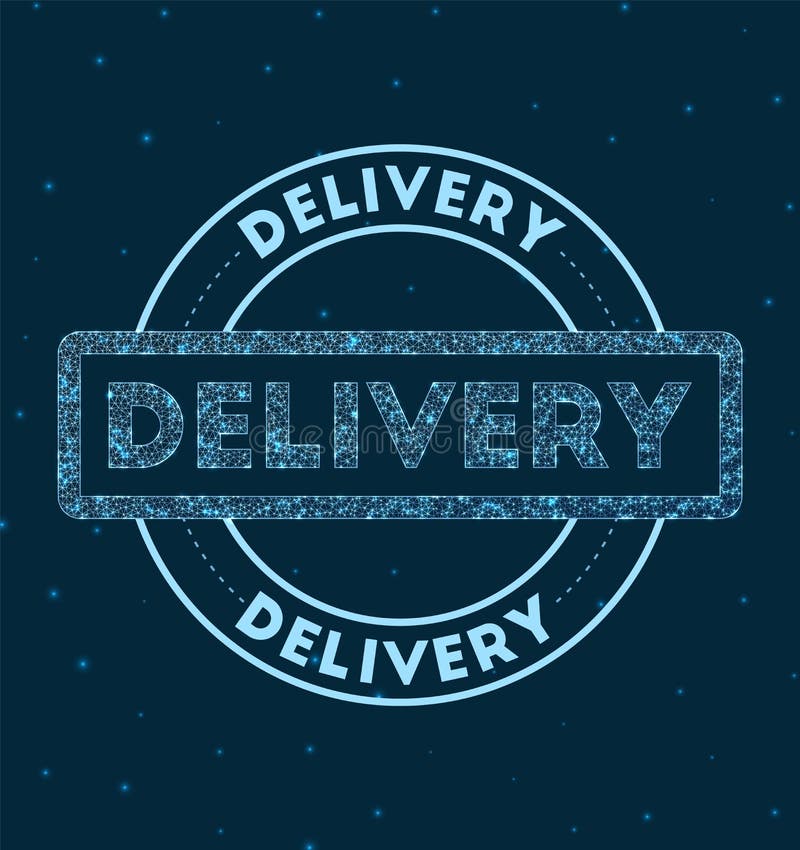 Delivery. Glowing Round Badge Stock Vector - Illustration of cyberspace ...