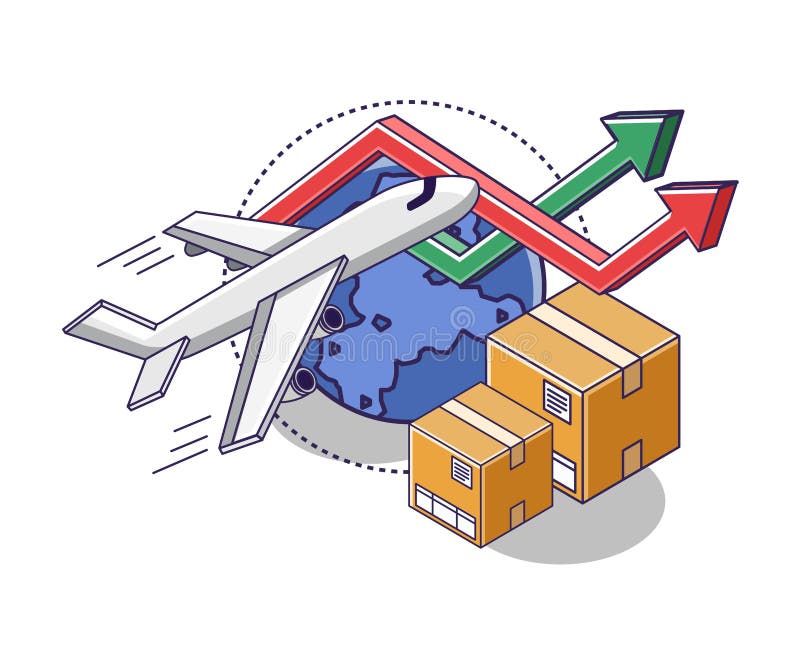 Delivery of goods by plane stock illustration. Illustration of ...