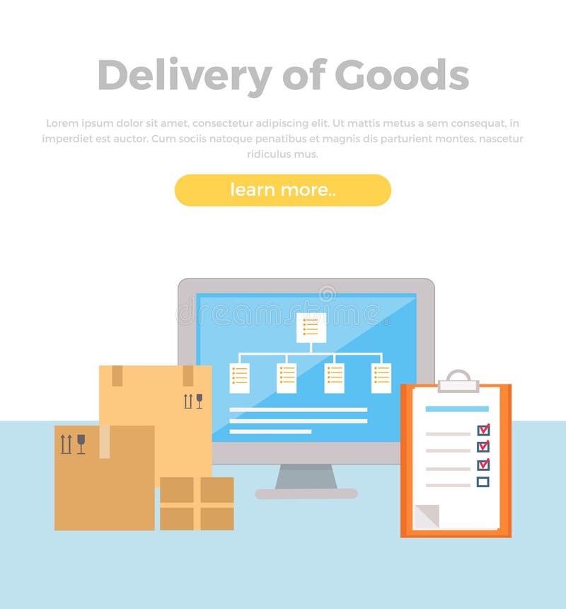 Delivery of Goods Web Banner in Flat Style Design. Stock Vector ...