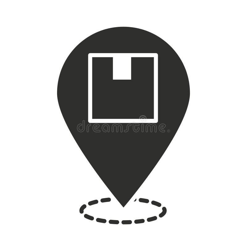 Delivery Gps Navigarion Location Pin Box Silhouette Icon Stock Vector ...