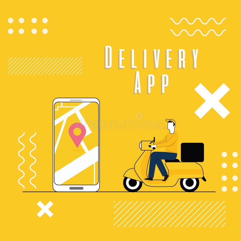 Delivery Guy Mext Tp a Smartphone App Delivery Concept Vector Stock ...
