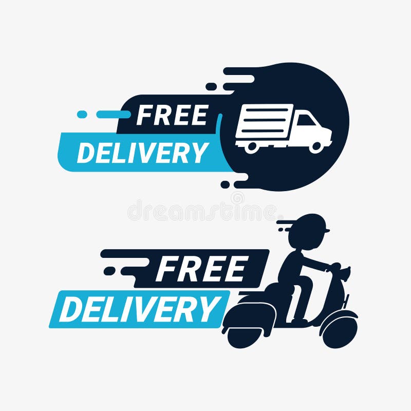 Free Shipping Delivery Service Logo Badge. Fast Time Delivery Order ...
