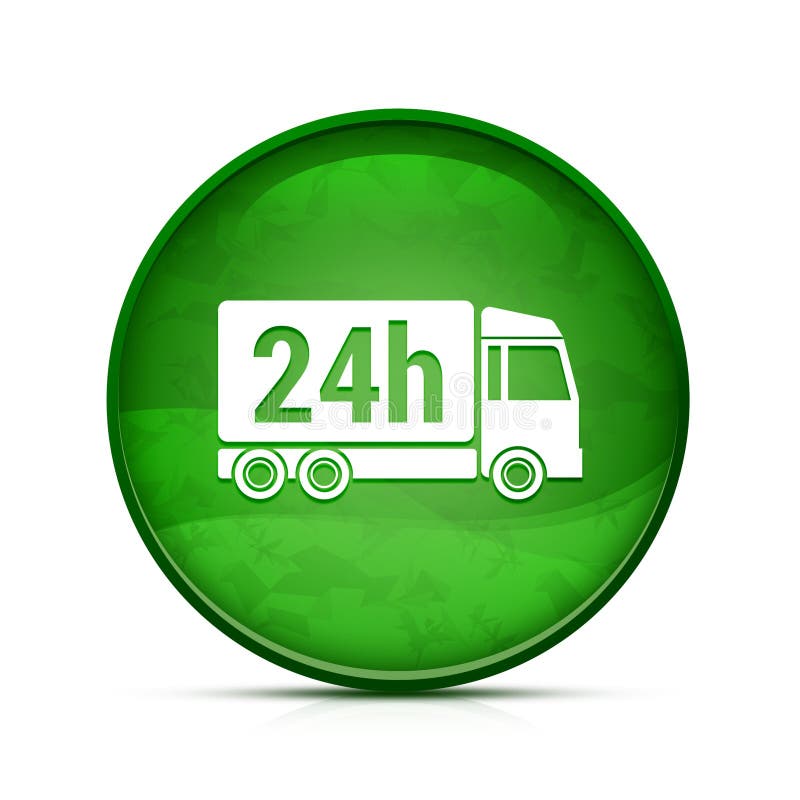 Delivery Icon on Classy Splash Green Round Button Illustration Stock ...