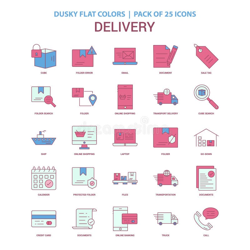 Delivery Icon Dusky Flat Color - Vintage 25 Icon Pack Stock Vector ...