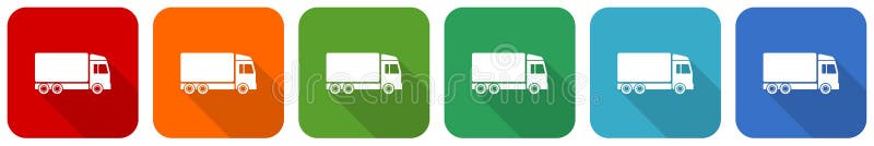 Delivery Icon Set, Flat Design Vector Illustration in 6 Colors Options ...