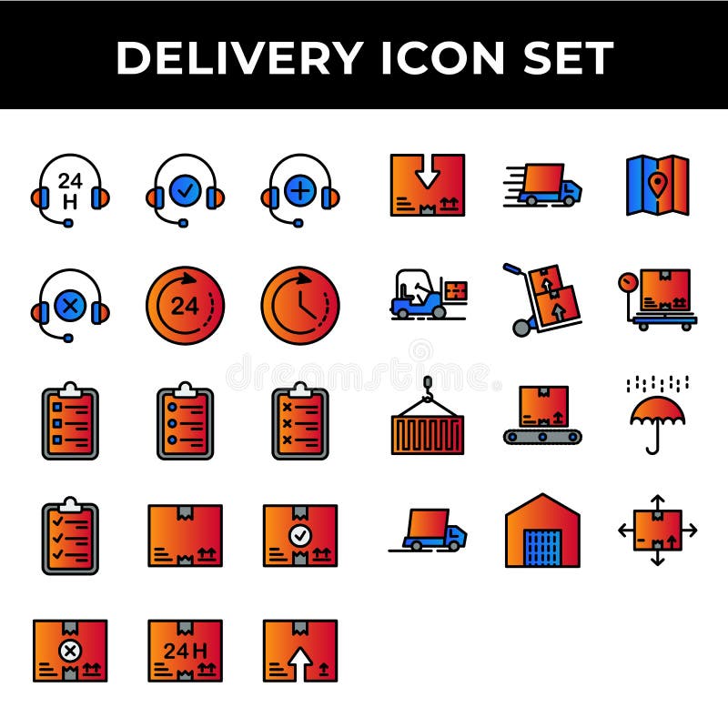 Delivery Icon Set Include Customer,clipboard,package,delivery, Shipping ...
