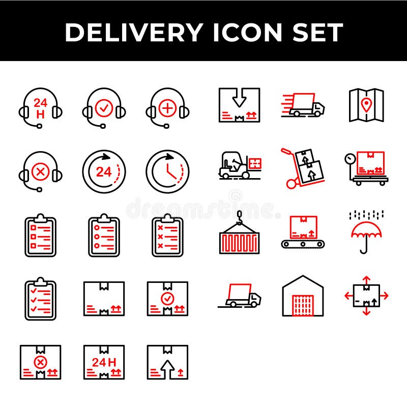 Delivery Icon Set Include Customer,clipboard,package,delivery, Shipping ...