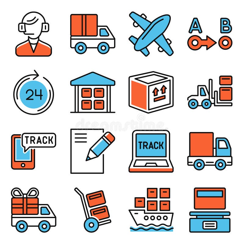 Delivery Icons Set on White Background. Vector Stock Vector ...