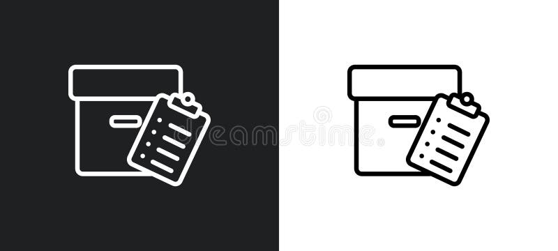 Delivery List Outline Icon in White and Black Colors. Delivery List ...