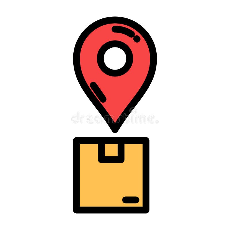 Delivery Location Icon Vector. Road Path Like Thin Line Map Geolocation ...