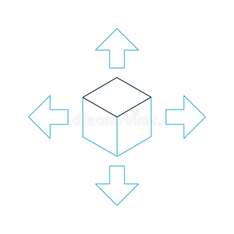 Delivery Logistic Cube Box Package with Four Arrows in Different ...