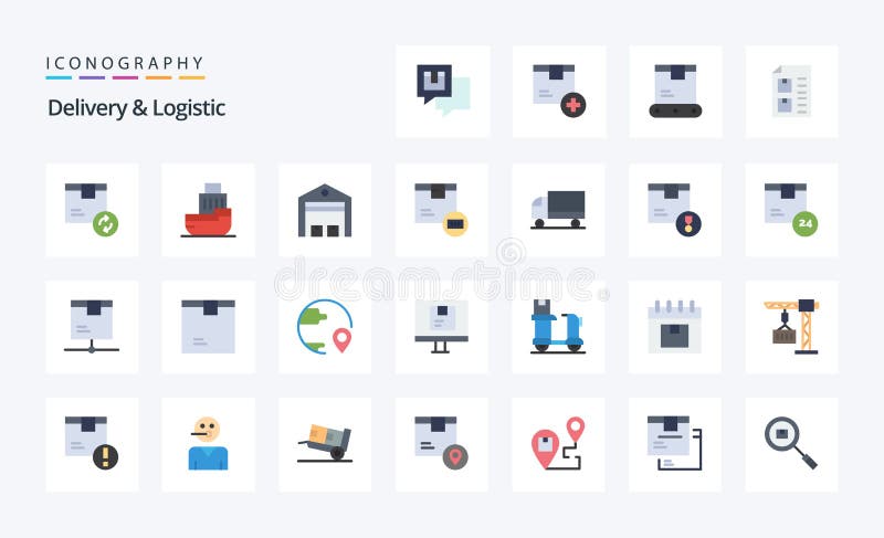 25 Delivery and Logistic Flat Color Icon Pack Stock Vector ...