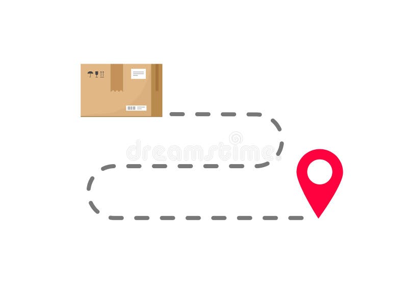 Delivery Logistic Route Path Icon Vector of Order Parcel or Parcel Box ...
