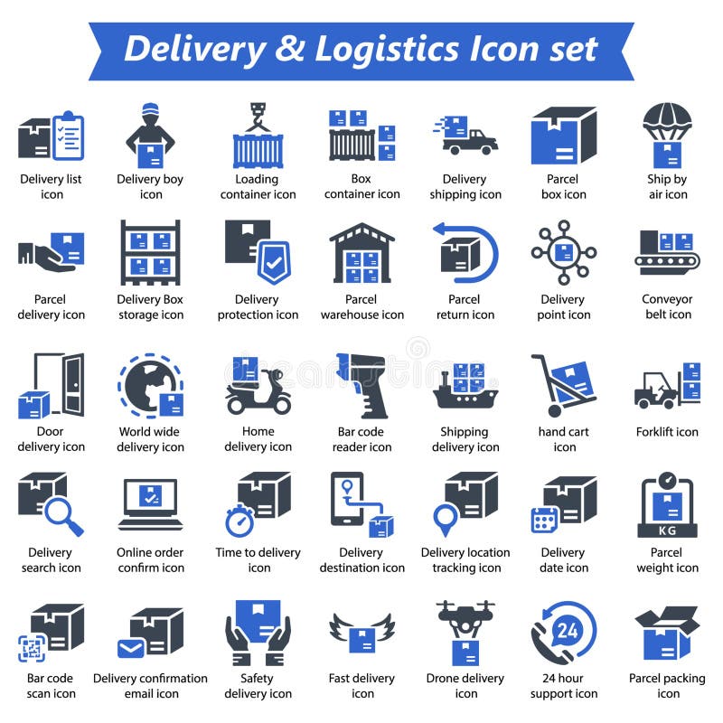 Delivery Logistics Icon Set Stock Vector - Illustration of icon ...