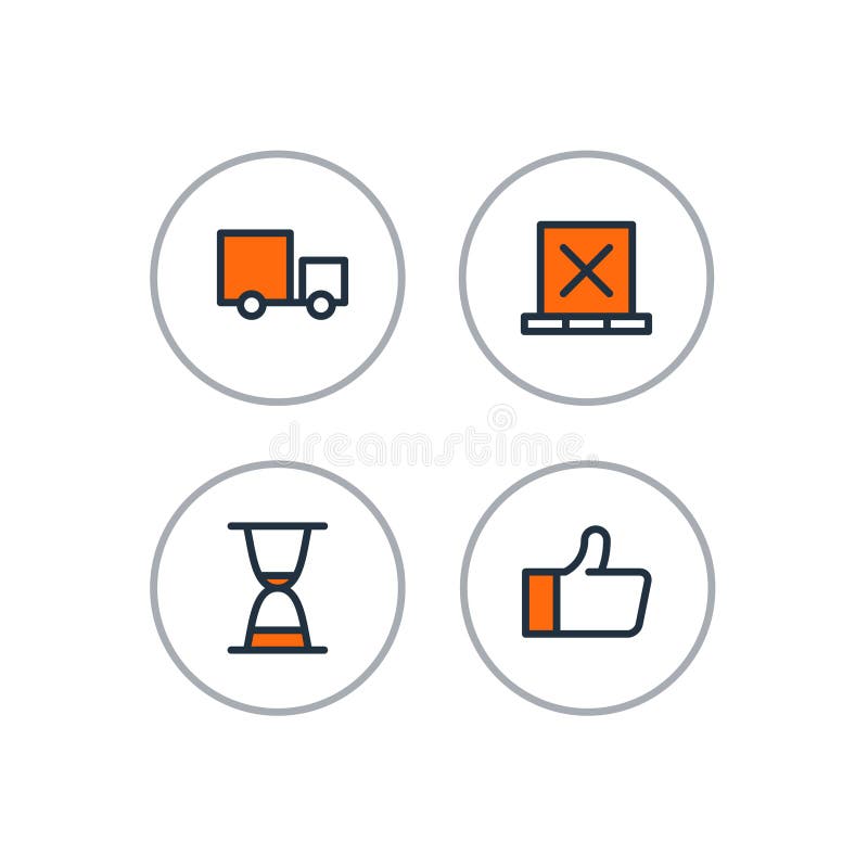 Delivery Logistics Icons Set, Move Boxes, Loading Truck, Time Stock ...