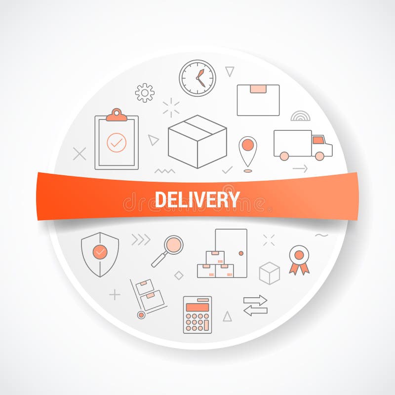 Delivery or Logistics Shipment with Icon Concept with Round or Circle ...