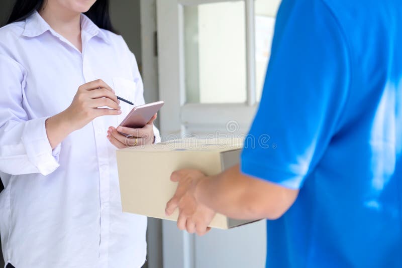 Delivery, Mail, People and Shipping Concept. Stock Image - Image of ...