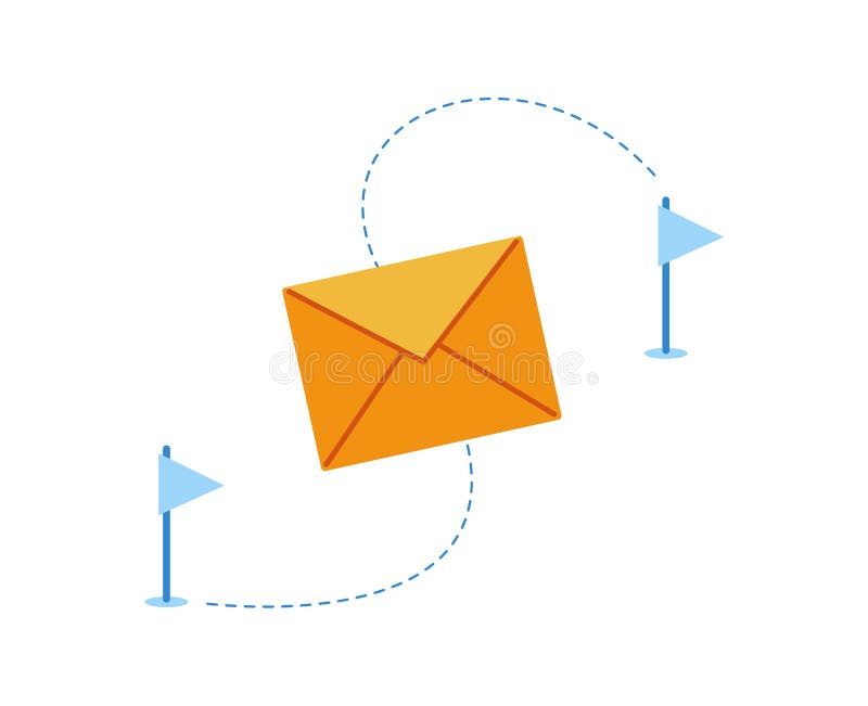 Delivery of Mail from Point To Point. Red Mail Paper Envelope. Stock ...