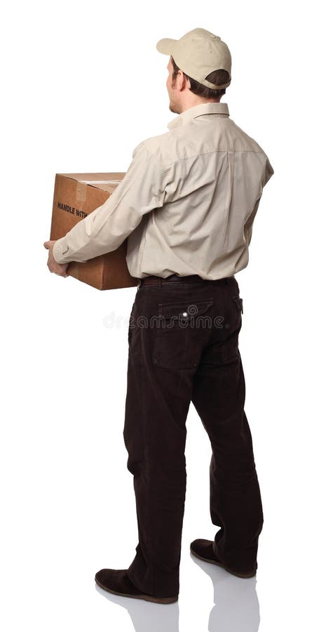 Delivery man stock image. Image of male, cardboard, background - 23968313