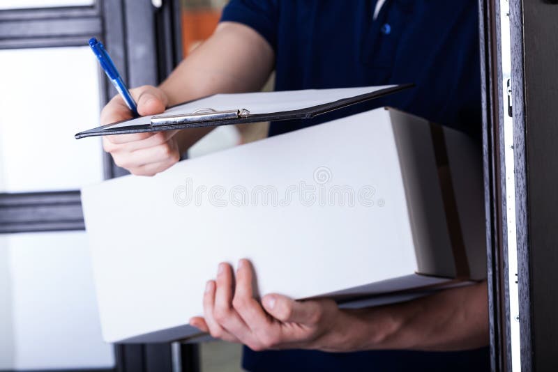 Delivery Man Supplying Pack Stock Image - Image of delivering, package ...