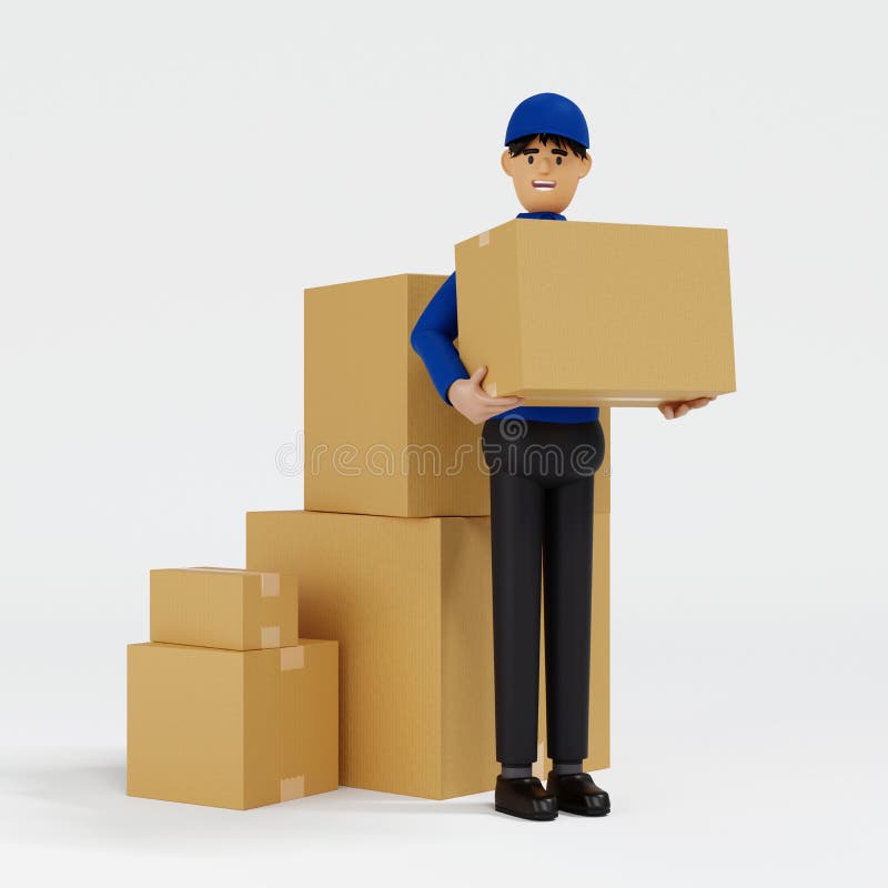 3d Man Holding Cardboard Boxes Stock Illustrations – 201 3d Man Holding Cardboard Boxes Stock ...