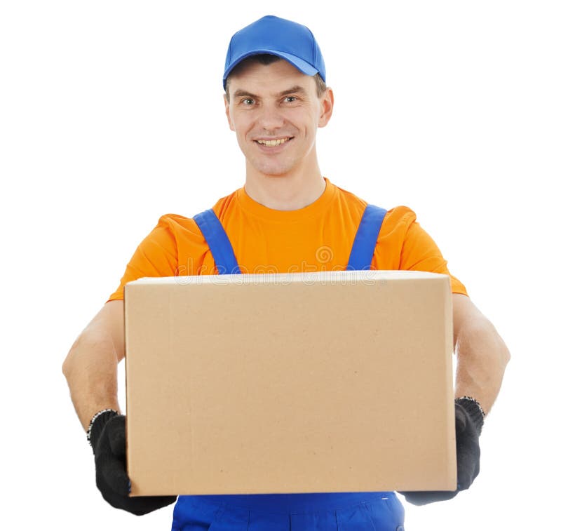 Delivery Man with Box and Cardboard Stock Image - Image of clipboard ...