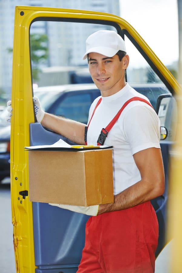Delivery man with box stock image. Image of happy, labor - 33356105