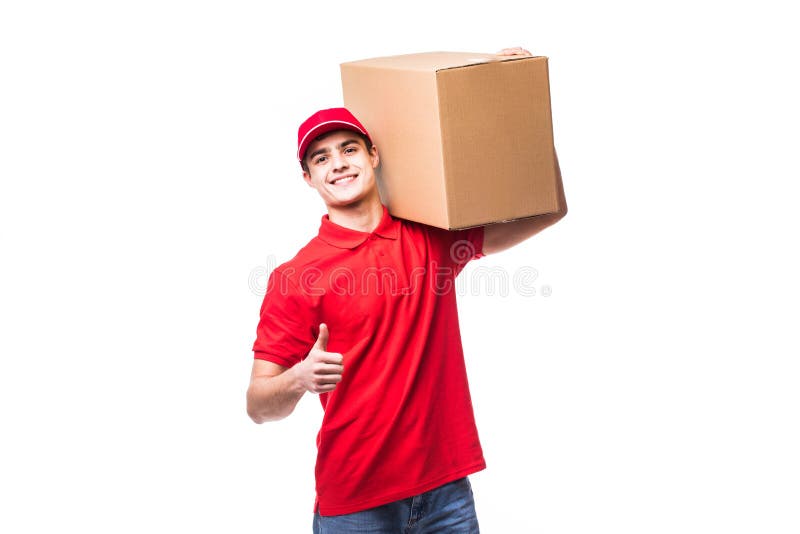 Delivery man with box stock image. Image of handling - 84218299