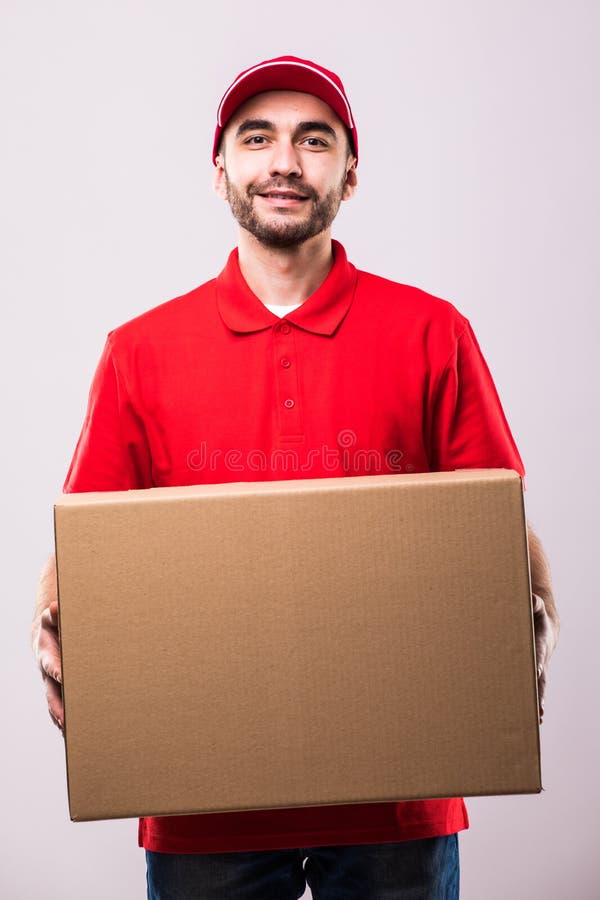 Delivery man with box stock image. Image of delivery - 84218795