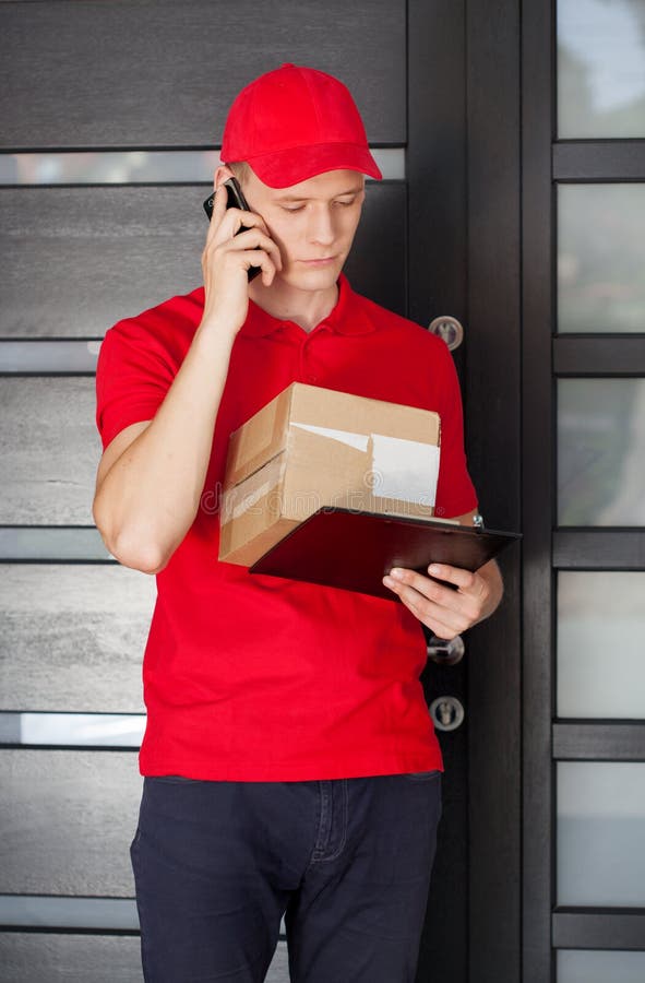 Delivery Man Waiting For Customer Stock Photo - Image of occupation ...