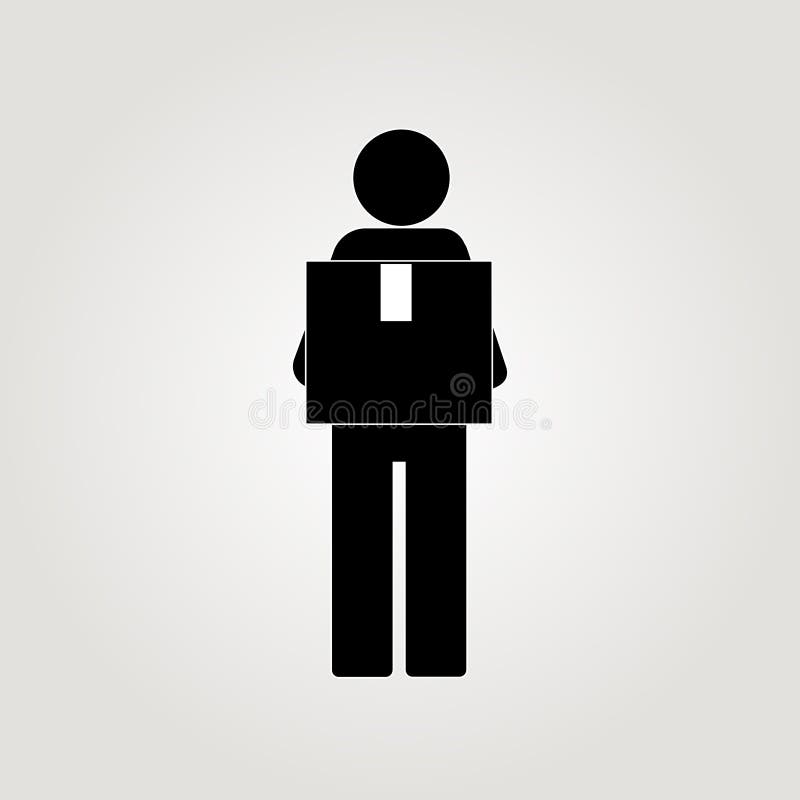 Delivery Man with Cap Box Figure Pictogram Vector Illustration Eps 10 ...