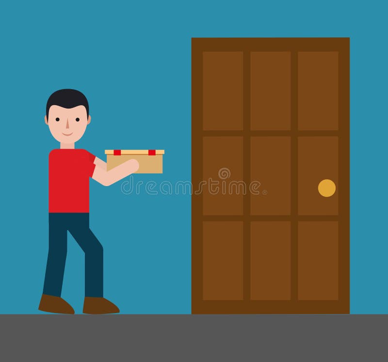 Delivery Man Carrying Box Icon Image Stock Illustration - Illustration ...