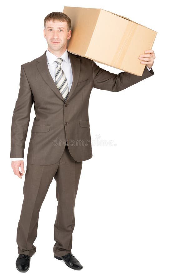 Man Carrying Cardboard Box on His Back Stock Photo - Image of post ...