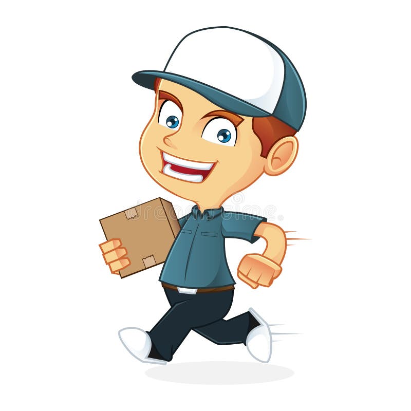 Delivery Man Delivering Package Fast Stock Vector - Illustration of ...