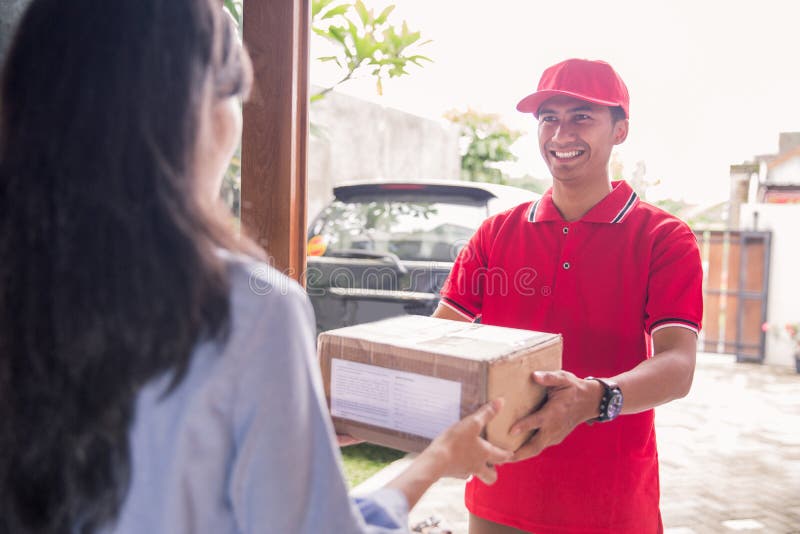 Delivery Man Delivering Box Stock Image - Image of fragile, postman ...