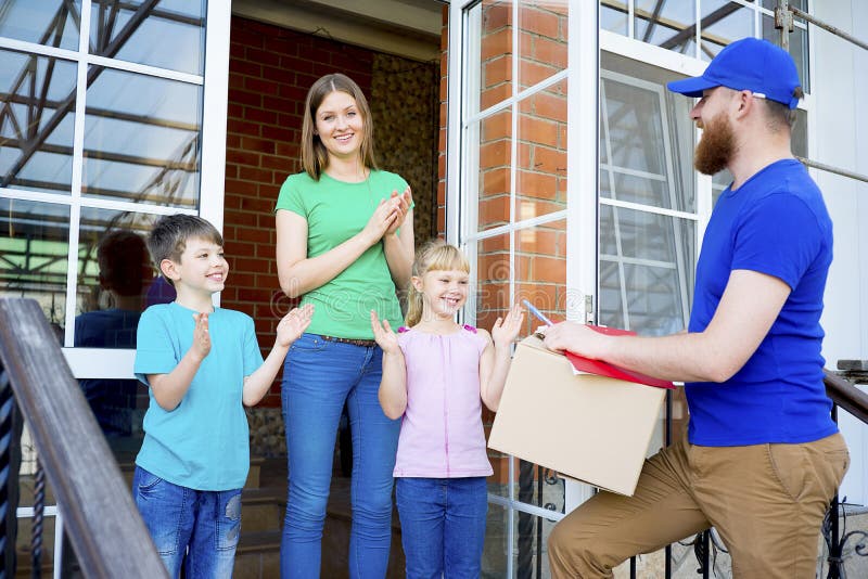 Delivery Man Delivering Boxes Stock Image - Image of courier ...