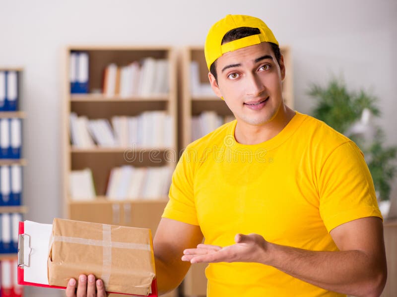 Delivery Man Delivering Parcel Box Stock Image - Image of concept ...